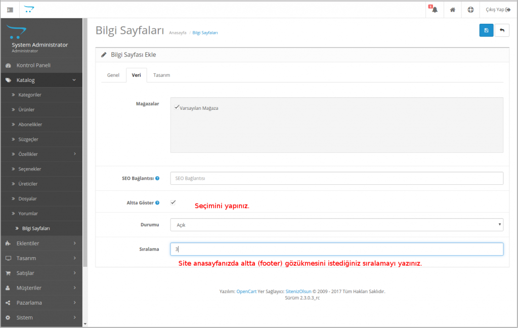 OpenCart Sayfa Oluşturma – SitenizOlsun Blog